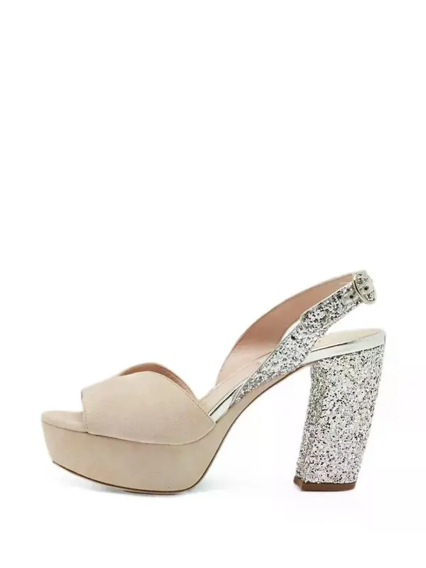 Miu Miu Glitter-effect Platform Sandals - Neutrals