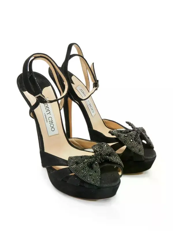 JIMMY CHOO Embellished Bow Platform Sandals