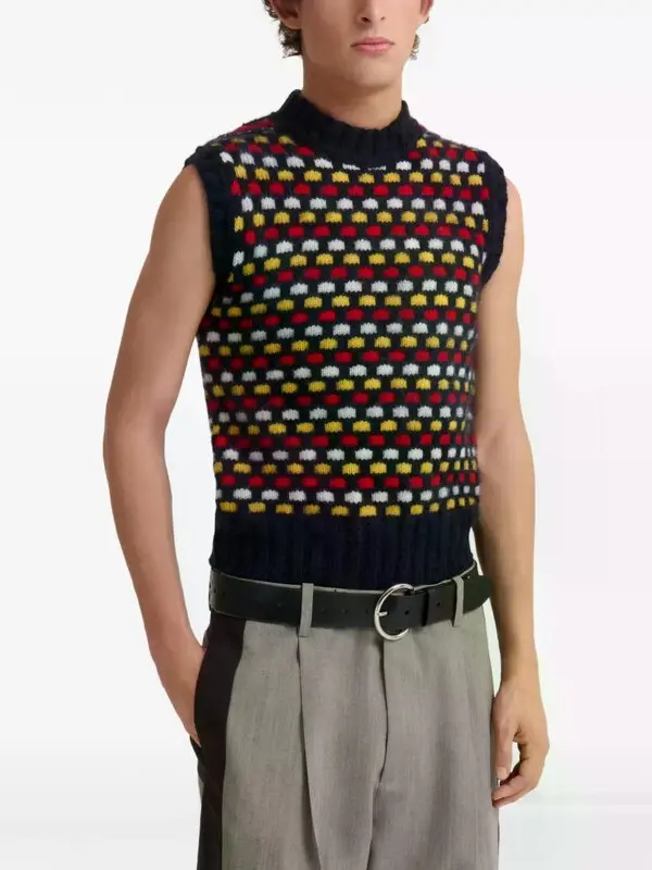Marni Jacquard Shetland Wool Vest - Blue