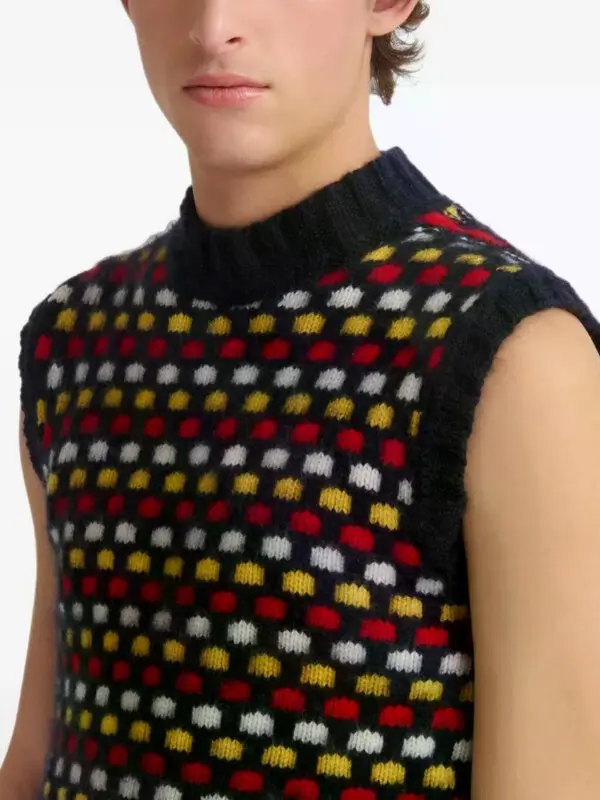 Marni Jacquard Shetland Wool Vest - Blue