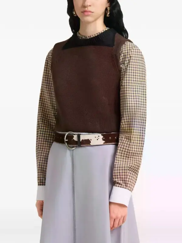 Marni Cotton Contrast Ribbed Crew Neck Vest