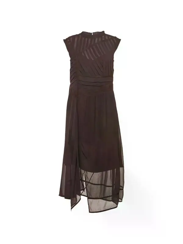ALLSAINTS Pleated Detail Midi Dress - Brown