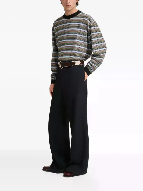 Marni Black Technical Wool Trousers With Buttoned Flap