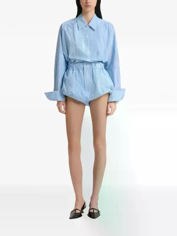 Marni Light Striped Cotton Poplin Shirt With Bib Insert