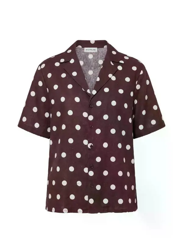 NICHOLAS Sonora Polka Dot Shirt - Brown