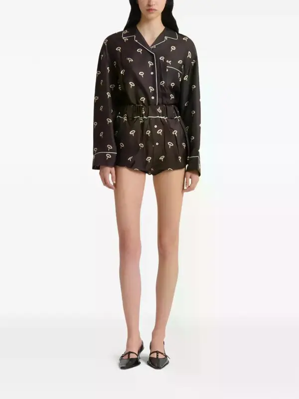 Marni Silk Twill Bloomers With Floral Print - Brown