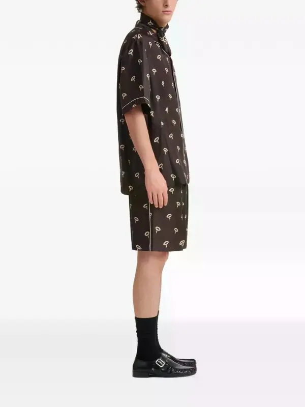 Marni Silk Twill Floral Print Pajama Shorts
