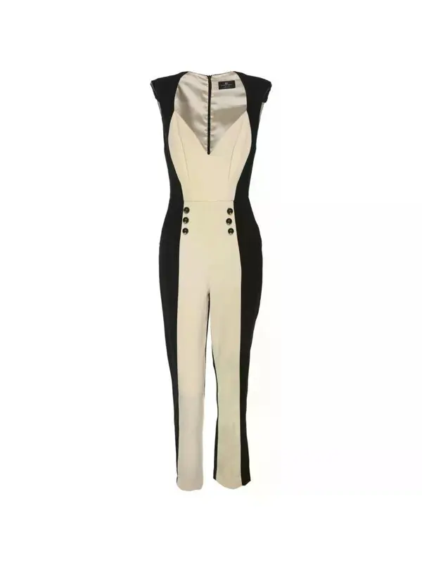 Elisabetta Franchi Colour-block V-neck Jumpsuit - Black