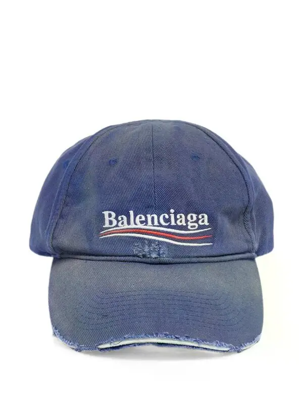 Balenciaga Political Campaign Distressed Baseball Cap - Blue