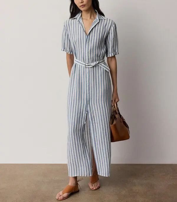 Ralph Lauren Carol Striped Linen Shirt Dress