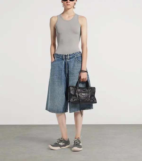 Balenciaga Hamptons Denim Lace-up Sneakers