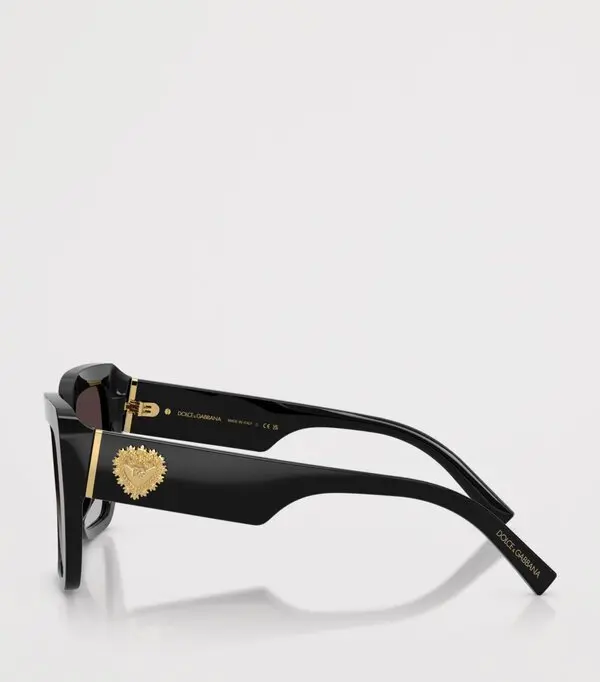 Dolce & Gabbana Square Cat-eye Sunglasses With Golden Heart Embellishment
