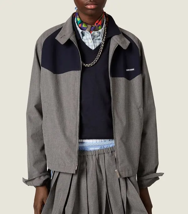 Miu Miu Cotton Gingham Check Jacket With Punto Stoffa Yoke