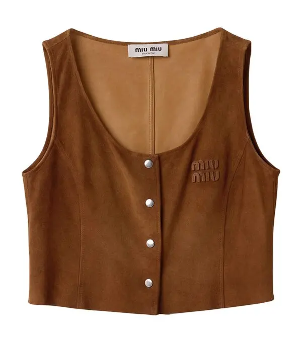 Miu Miu Waxed Suede Cropped Top