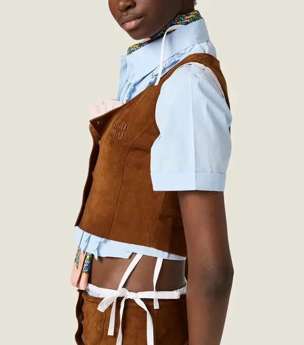 Miu Miu Waxed Suede Cropped Top