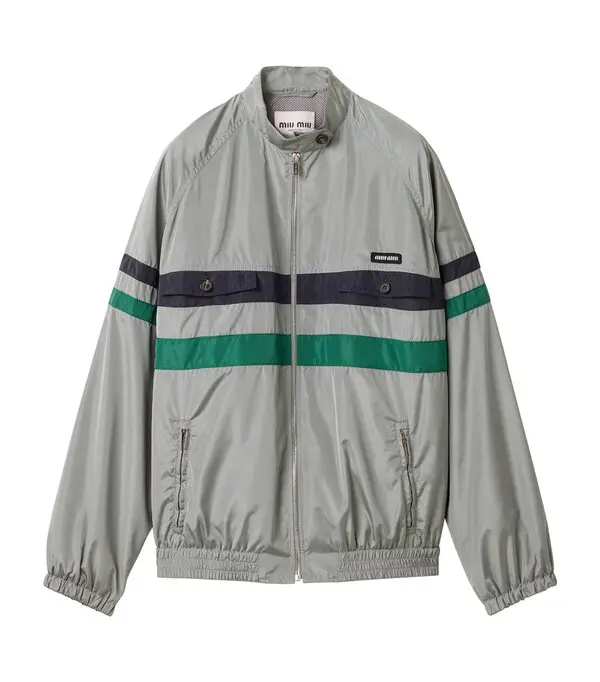 Miu Miu Technical Silk Stripe Jacket - Grey