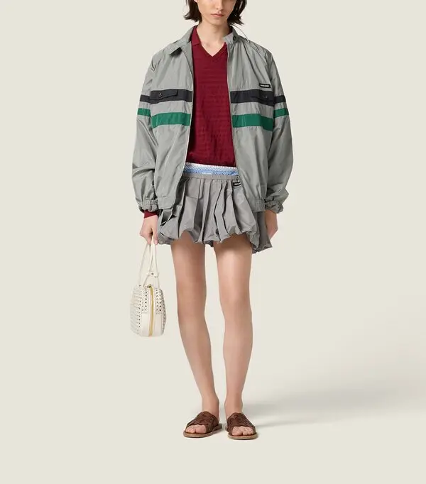 Miu Miu Technical Silk Stripe Jacket - Grey