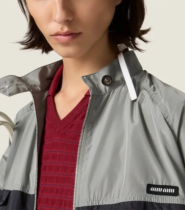 Miu Miu Technical Silk Stripe Jacket - Grey