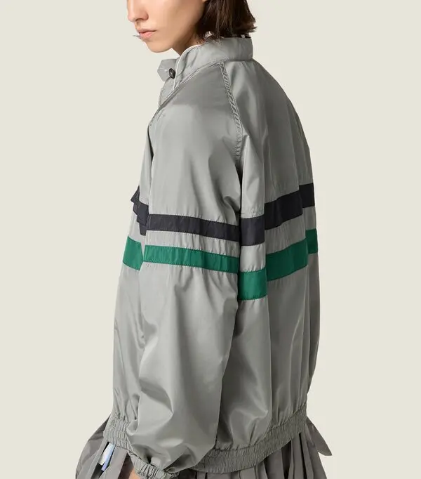 Miu Miu Technical Silk Stripe Jacket - Grey