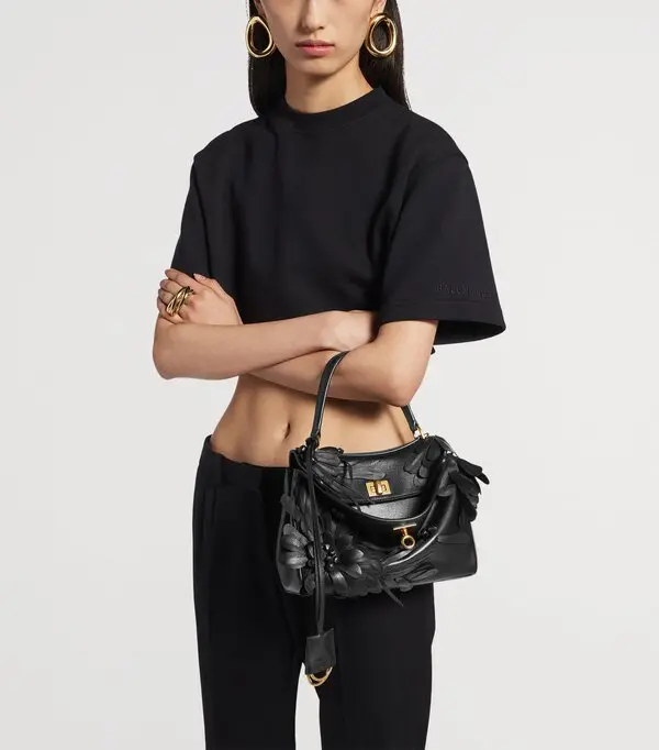 Balenciaga Mini Leather Floral Rodeo Top-handle Bag