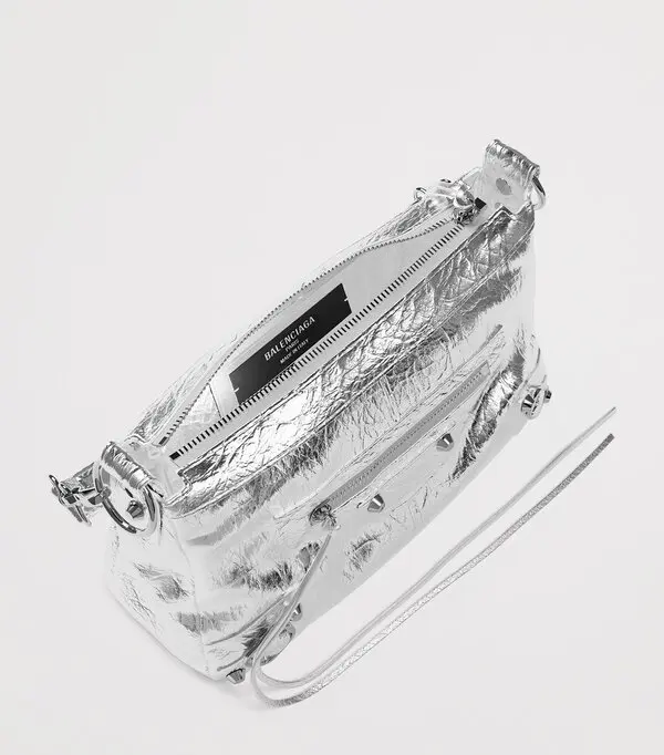 Balenciaga Mini Le City Moto Shoulder Bag - Silver