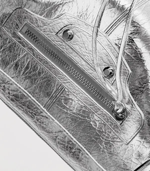 Balenciaga Mini Le City Moto Shoulder Bag - Silver