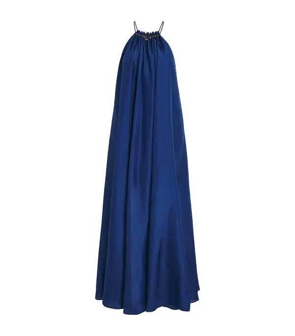 Zimmermann Silk Halterneck Aster Maxi Dress - Navy