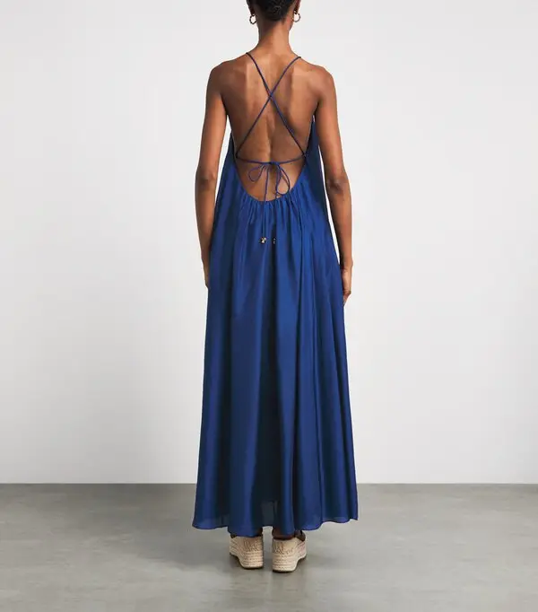 Zimmermann Silk Halterneck Aster Maxi Dress - Navy