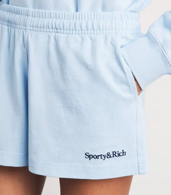 SPORTY & RICH Cotton Serif Sweat Shorts