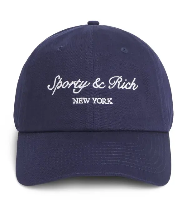 SPORTY & RICH Syracuse Cotton Baseball Cap - Navy
