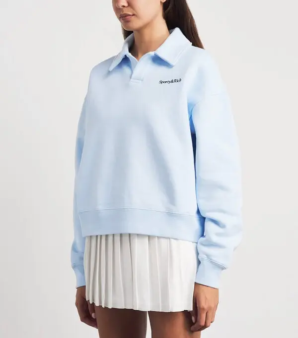 SPORTY & RICH Serif Polo Sweatshirt