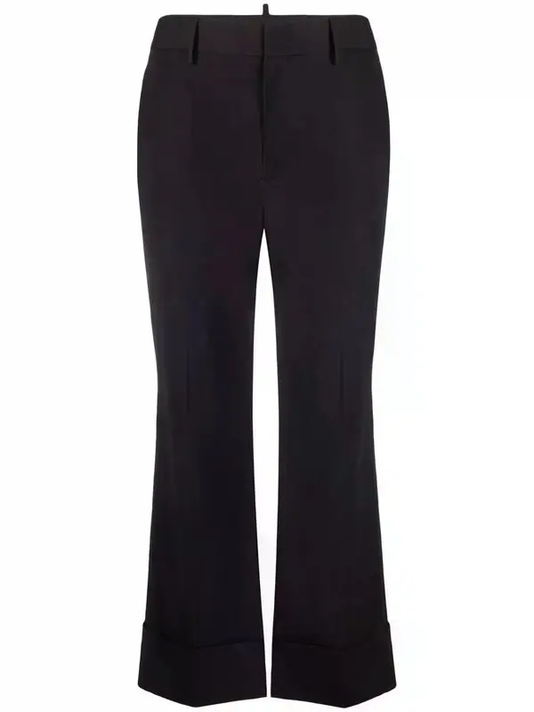 Dsquared2 Cropped Trousers With Turn-up Hem - Black