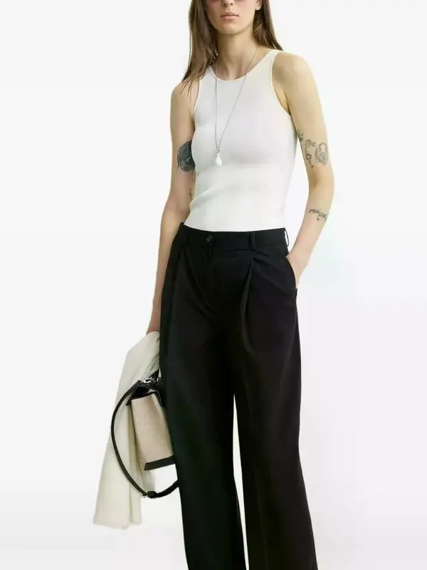 TOTEME Compact Knit Round Neck Sleeveless Tank Top - Off White