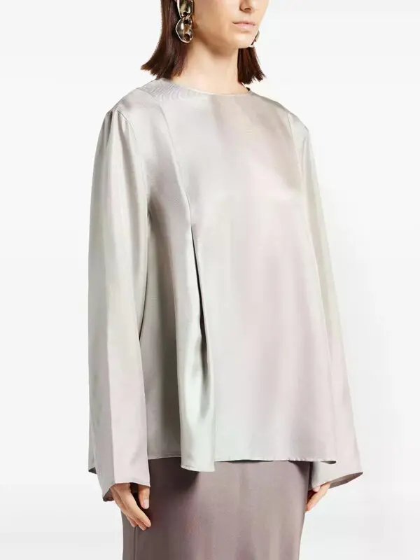 Loulou De Saison Adalyn Silk Blouse - Grey