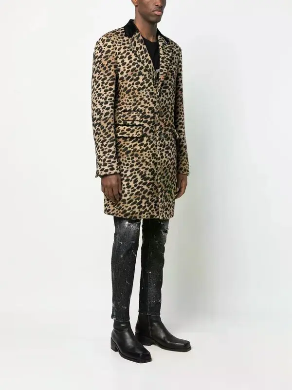 Dsquared2 Leopard-print Single-breasted Coat