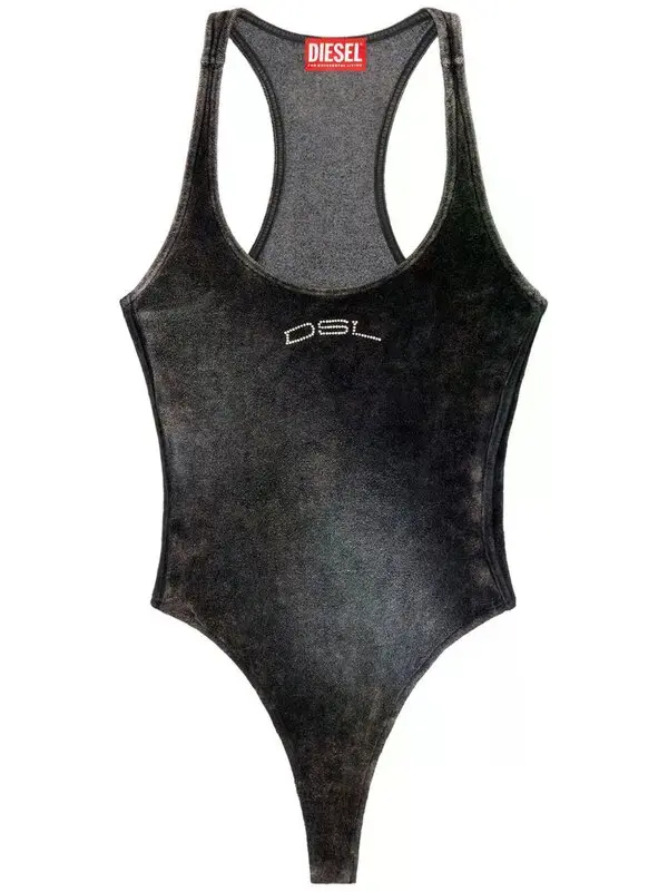 DIESEL® Racer-back Bodysuit In Crushed Velvet