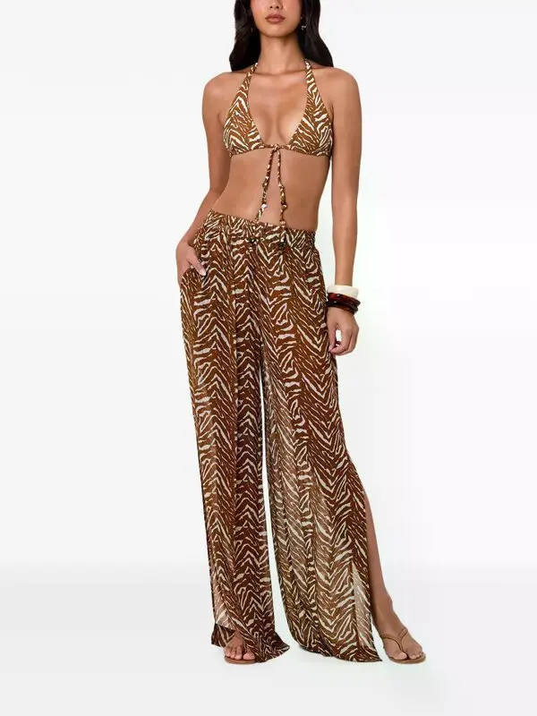 NICHOLAS Lise Abstract Animal Print Pull-on Trousers - Brown