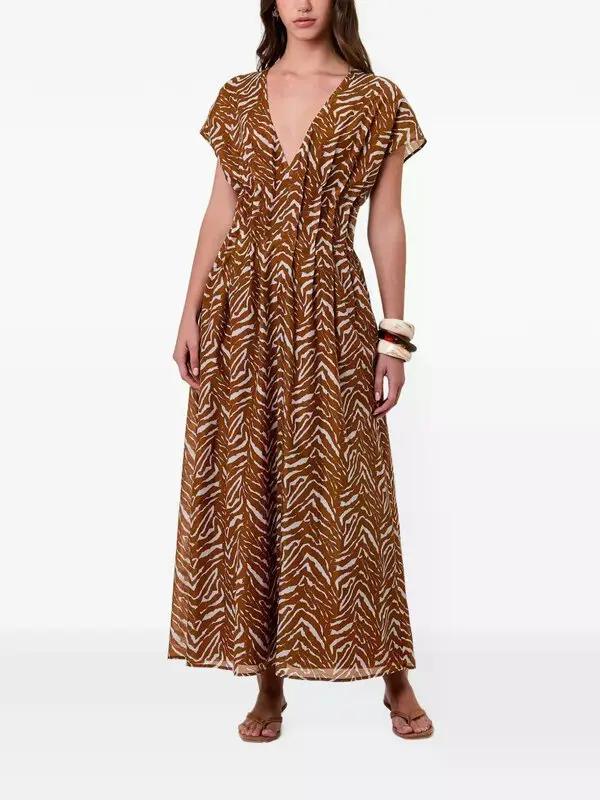 NICHOLAS Marley Maxi Dress Abstract Animal Print - Brown
