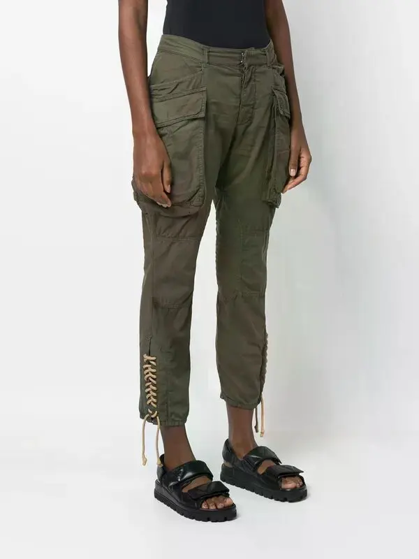 Dsquared2 Stretch-cotton Lace-up Detailing Trousers - Green