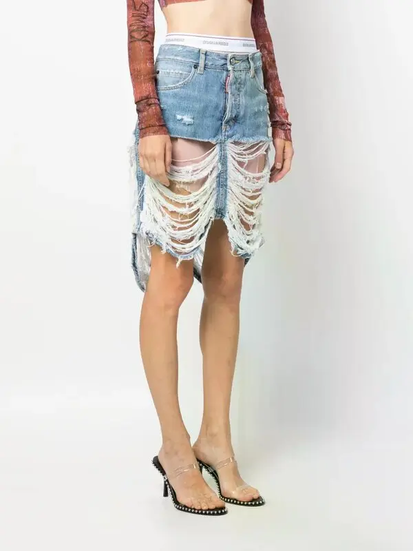 Dsquared2 Distressed Denim Skirt