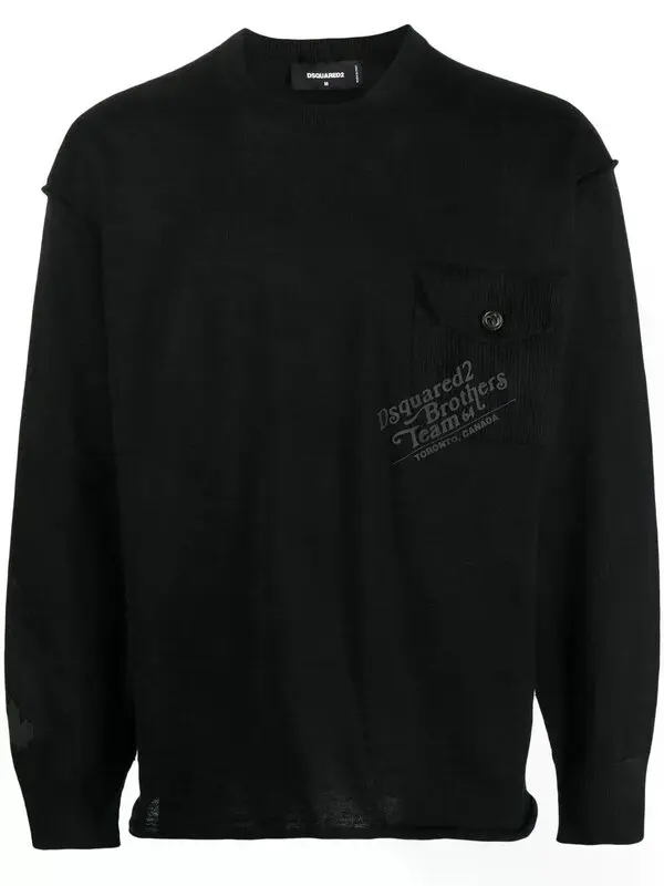Dsquared2 Ribbed Crew Neck Jumper With Chest Pocket