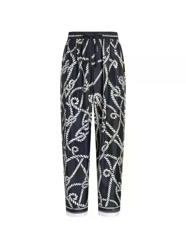 Dolce & Gabbana Marina Print Silk Twill Vanity Trousers