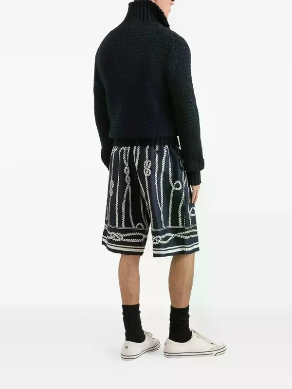 Dolce & Gabbana Marina Print Silk Twill Vanity Bermuda Shorts - Blue