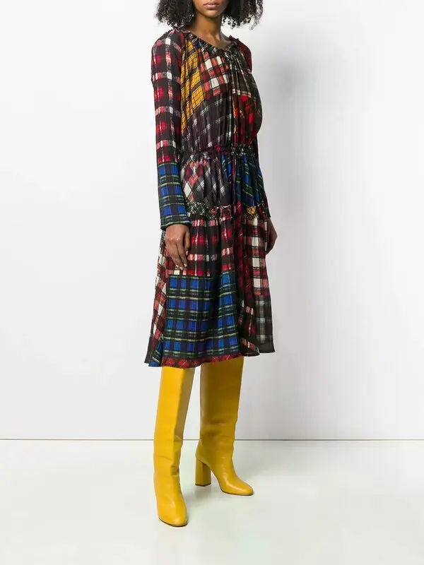 Dsquared2 Plaid Print Long Sleeve Dress