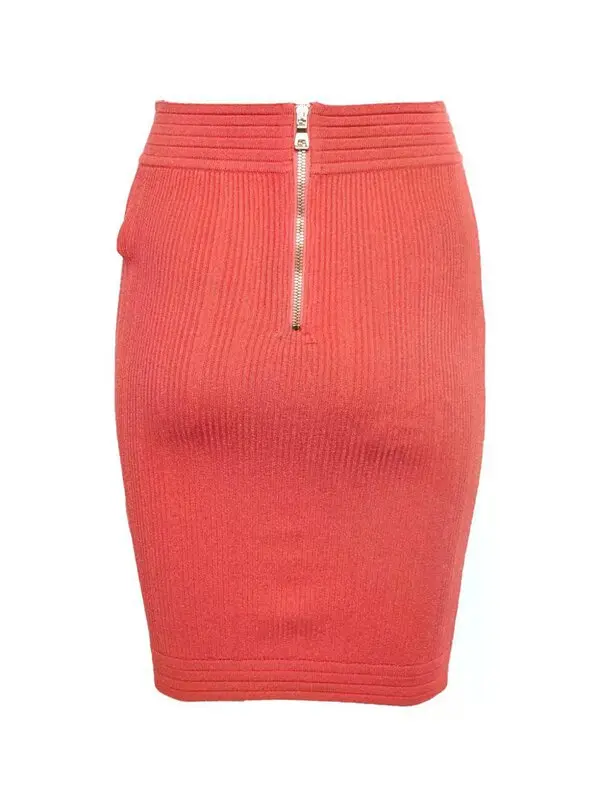 Balmain Ribbed Pencil Skirt With Embossed Buttons