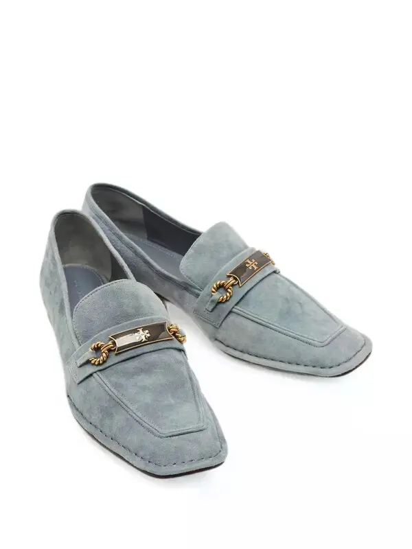 Tory Burch Perrine Suede Loafers With Gold-tone Logo Plaque