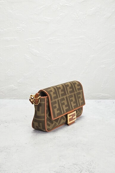 Fendi Zucca Monogram Canvas Baguette Shoulder Bag
