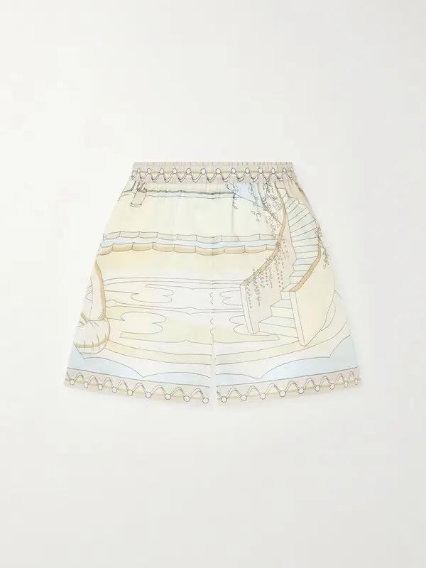 Tory Burch Printed Cotton Shorts - Neutrals