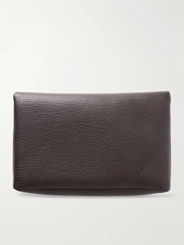 Saint Laurent Cassandre Large Textured-leather Clutch - Brown