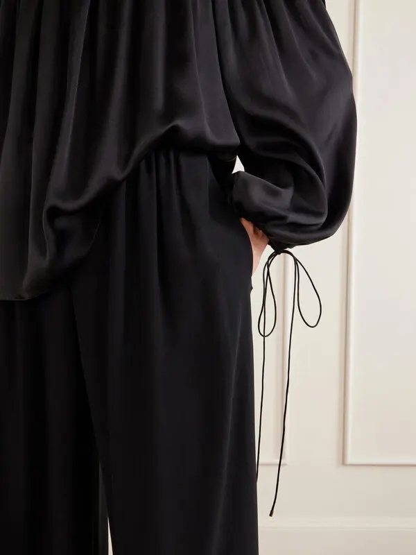 Chloé Wide-leg Ruffled Silk Crepe De Chine Trousers